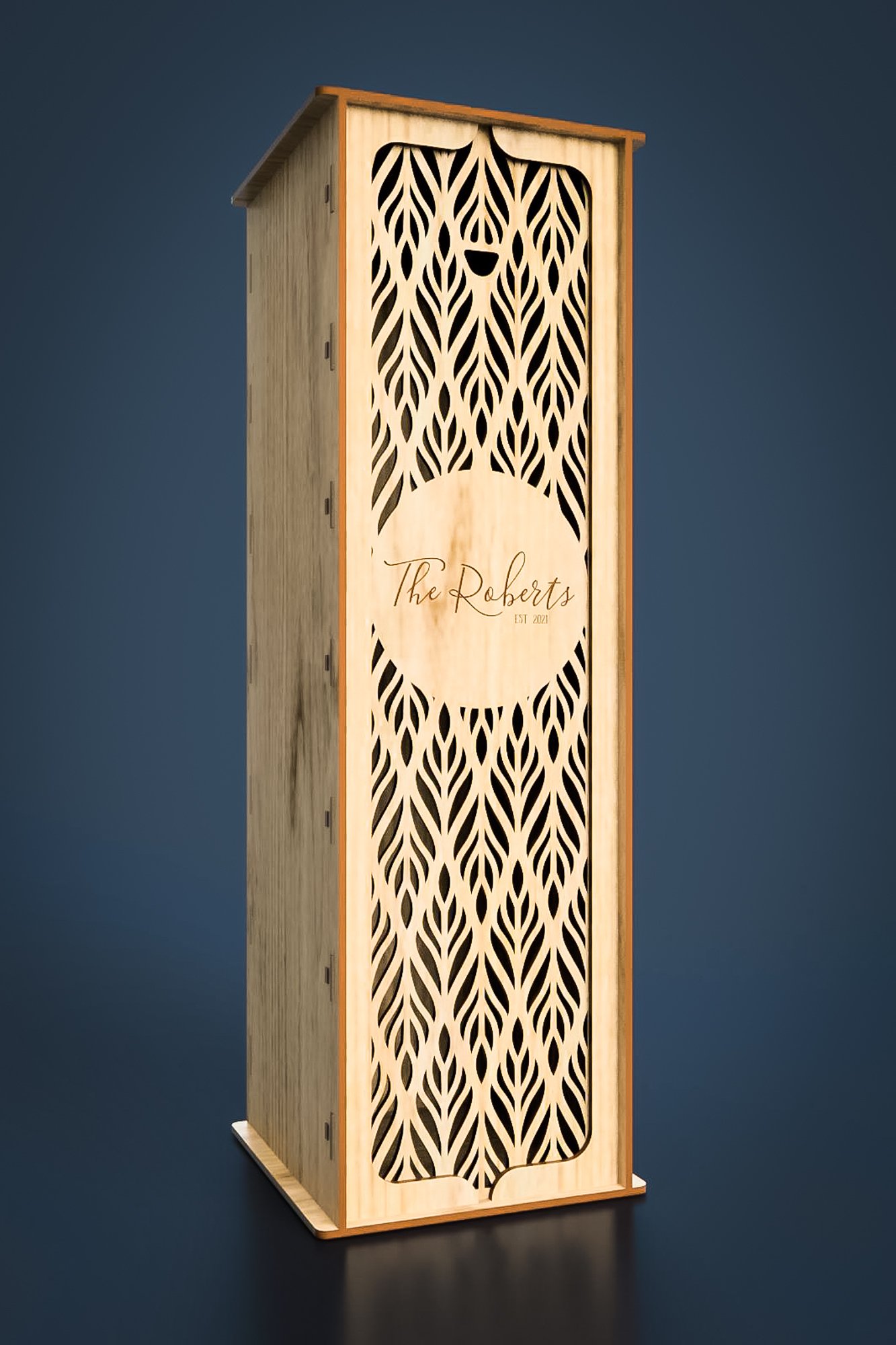 Wooden Wine Box SVG Files, Personalized Wine Box Laser Cut