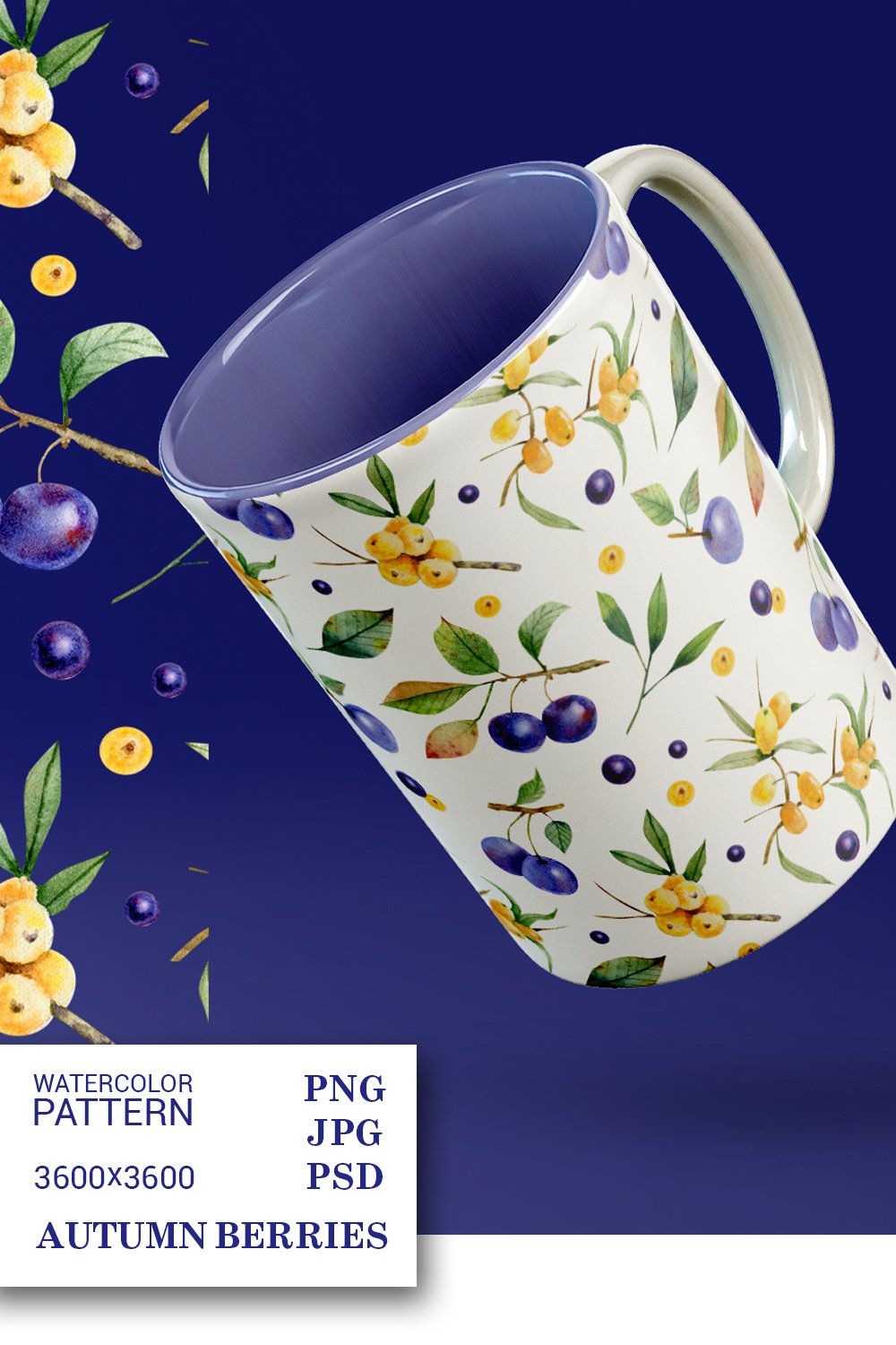 Autumn berries. Watercolor pattern. Digital paper (655151)