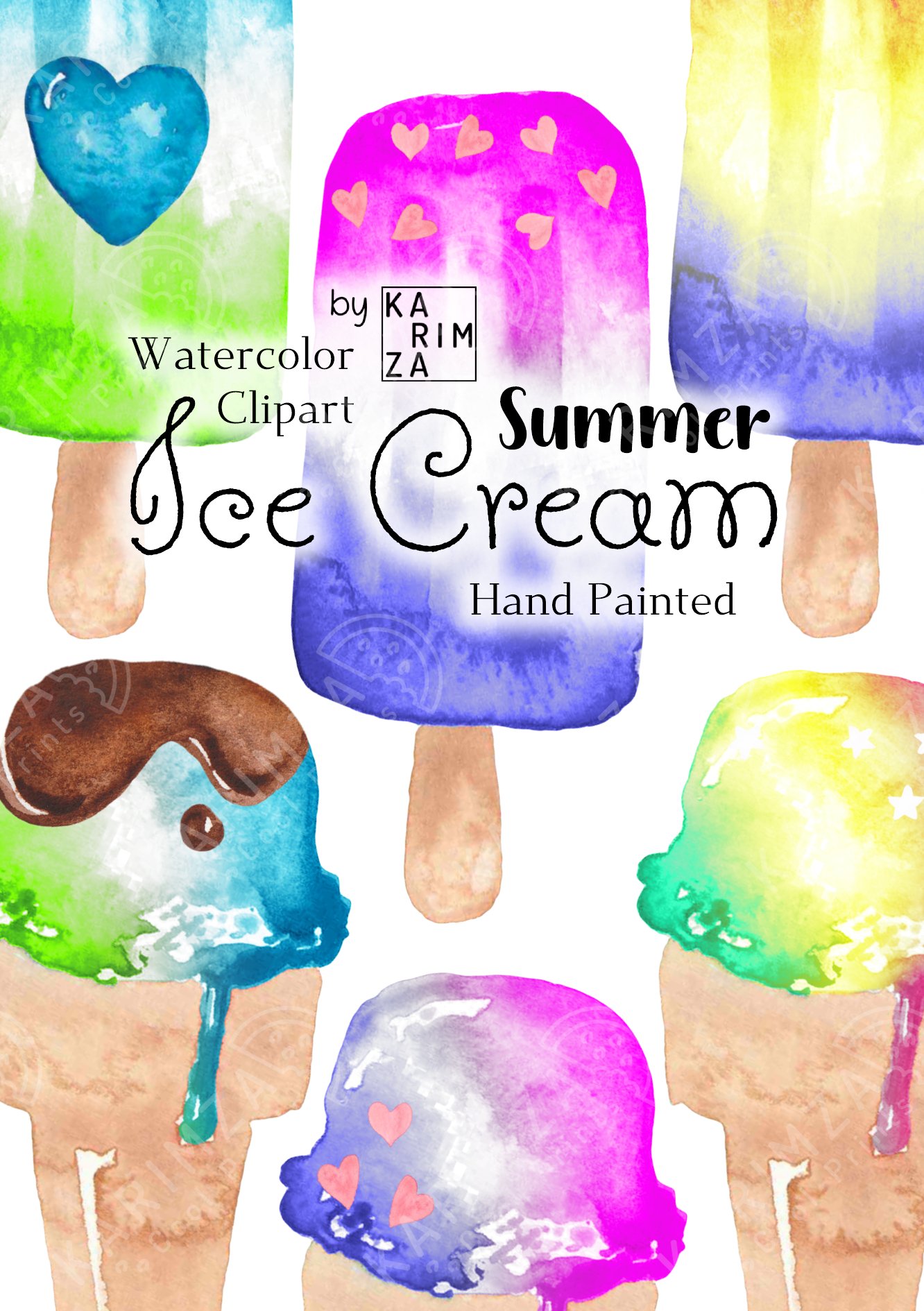 Summer clipart, Watercolor popsicle clip art, Ice cream png