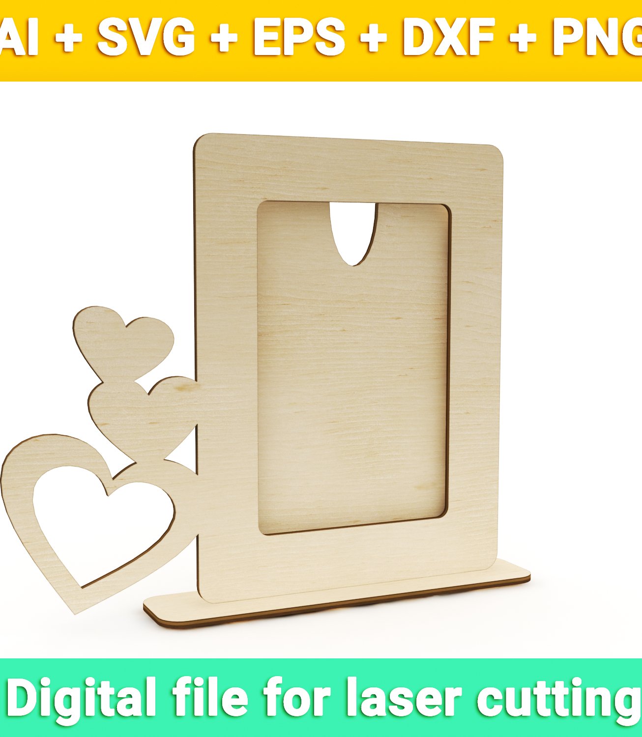 Frame on a stand with hearts vector for CNC svg vector file