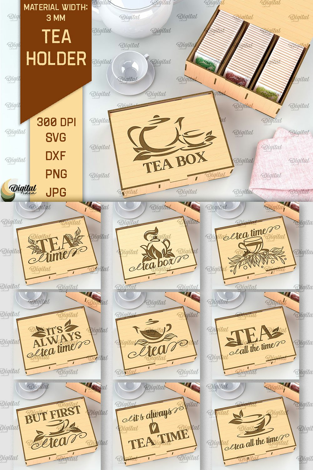 Tea Boxes Laser Cut Bundle. Tea Bags Holders SVG