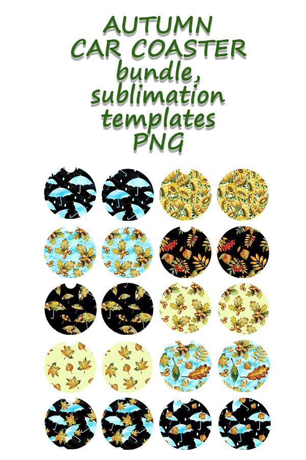 Autumn Car Coaster Sublimation Template Bundle