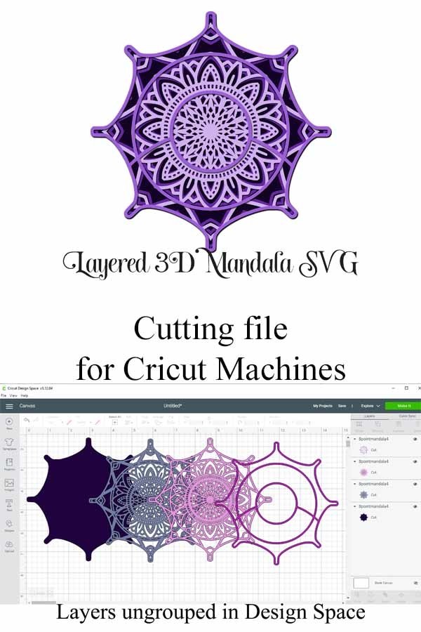 Layered Mandala 3D Design 4 Layers SVG, PNG, DXF, (882249)