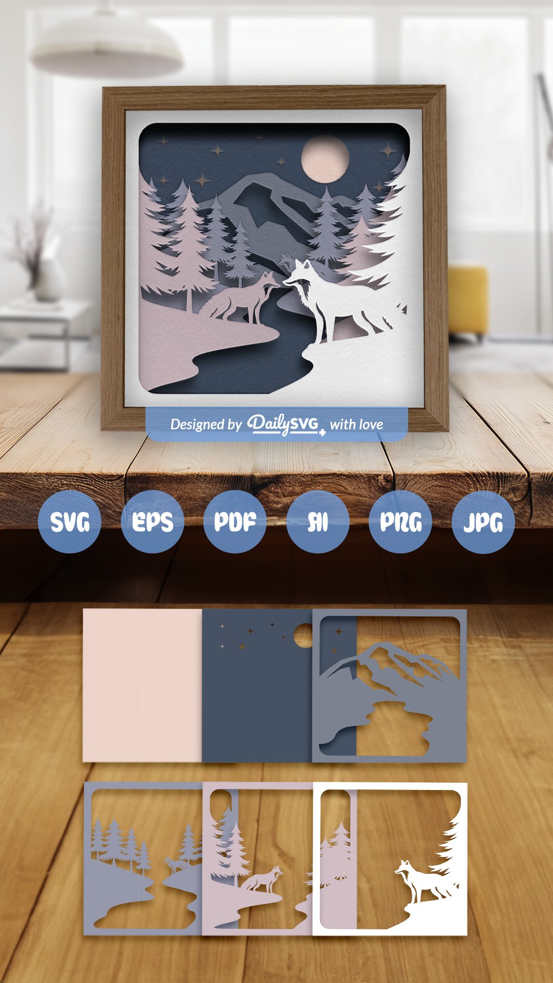Winter Fox Layered Papercut