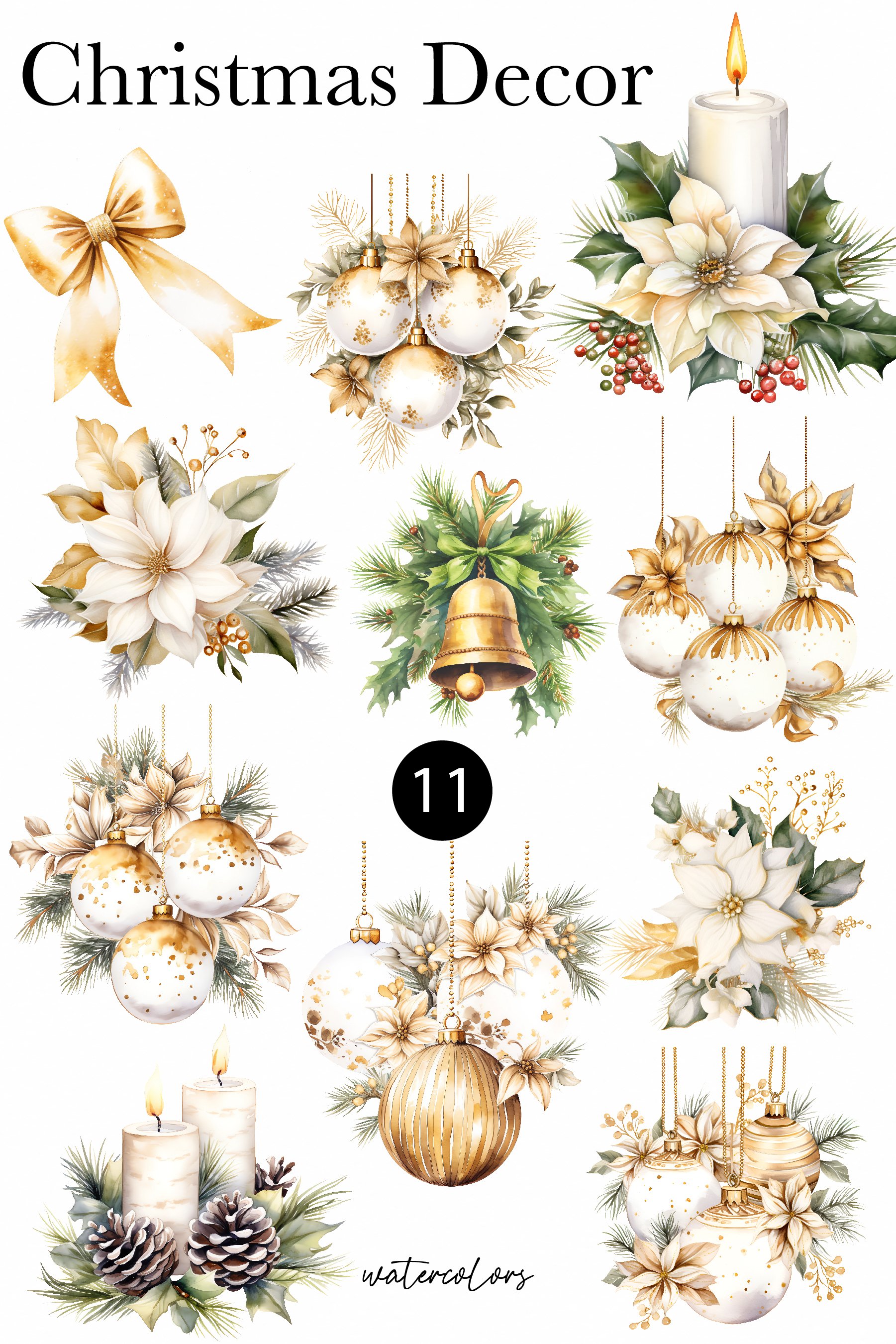 Watercolor Christmas Clipart - Christmas Decor (2861116)