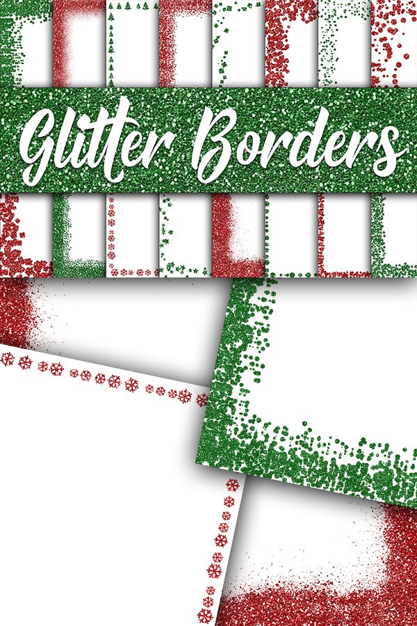 Christmas Glitter Borders Digital Paper (43526)