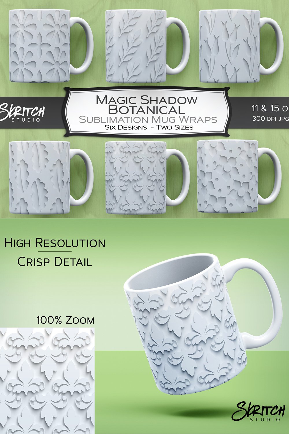 Magic Shadow Botanical Sublimation Mug Wraps - 6 Designs