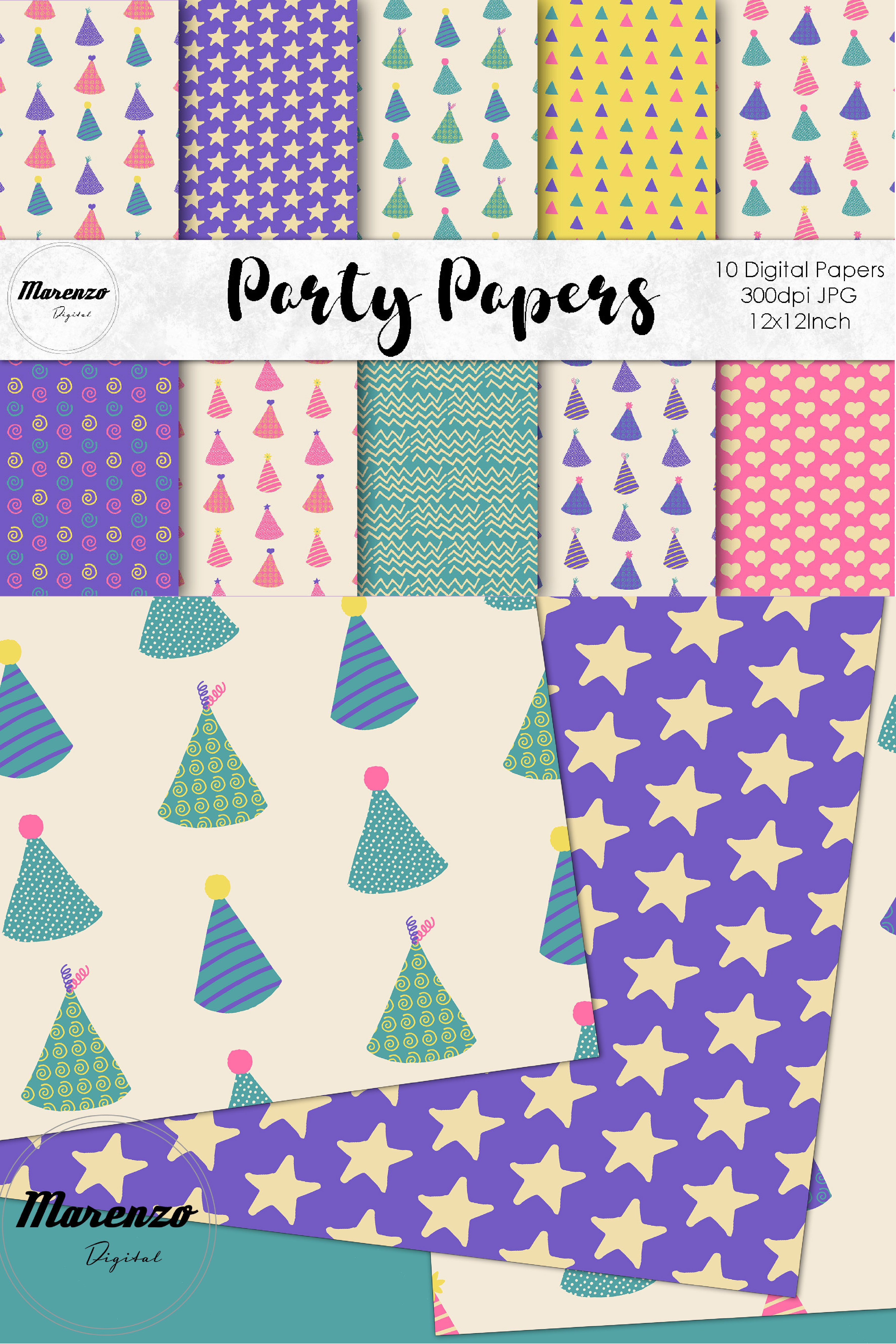 Party Papers - 10 Digital Papers