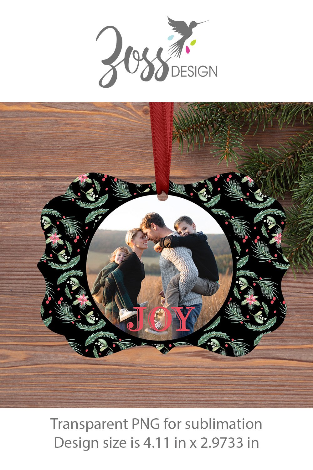 Joy Winter Green sublimation design for Benelux ornament