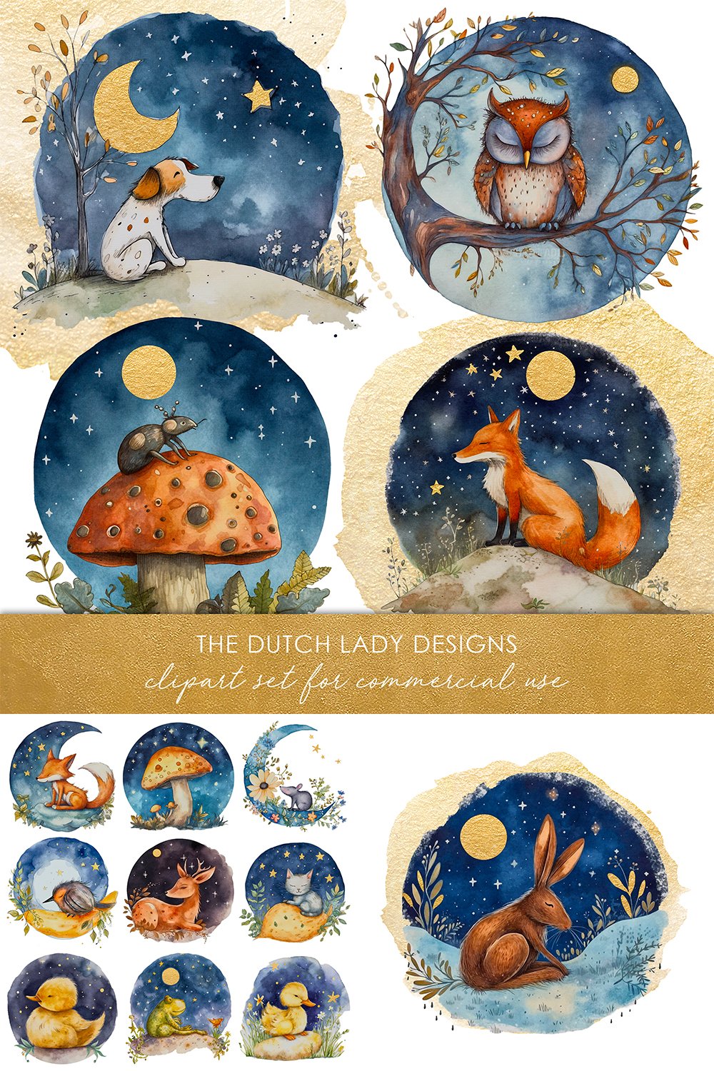 Night Animals Clipart Set