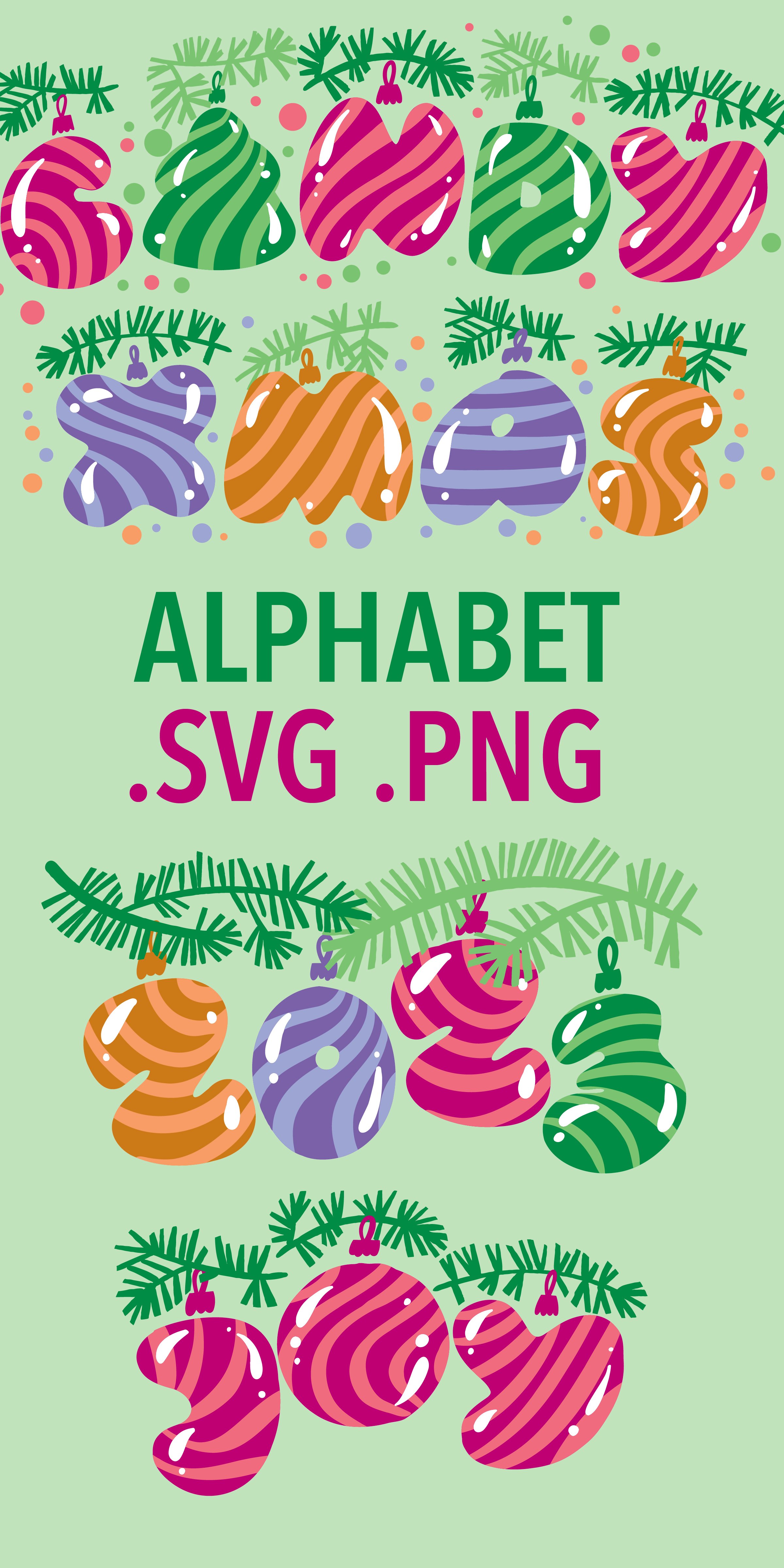 Christmas Alphabet Letters, Numbers & Baubles