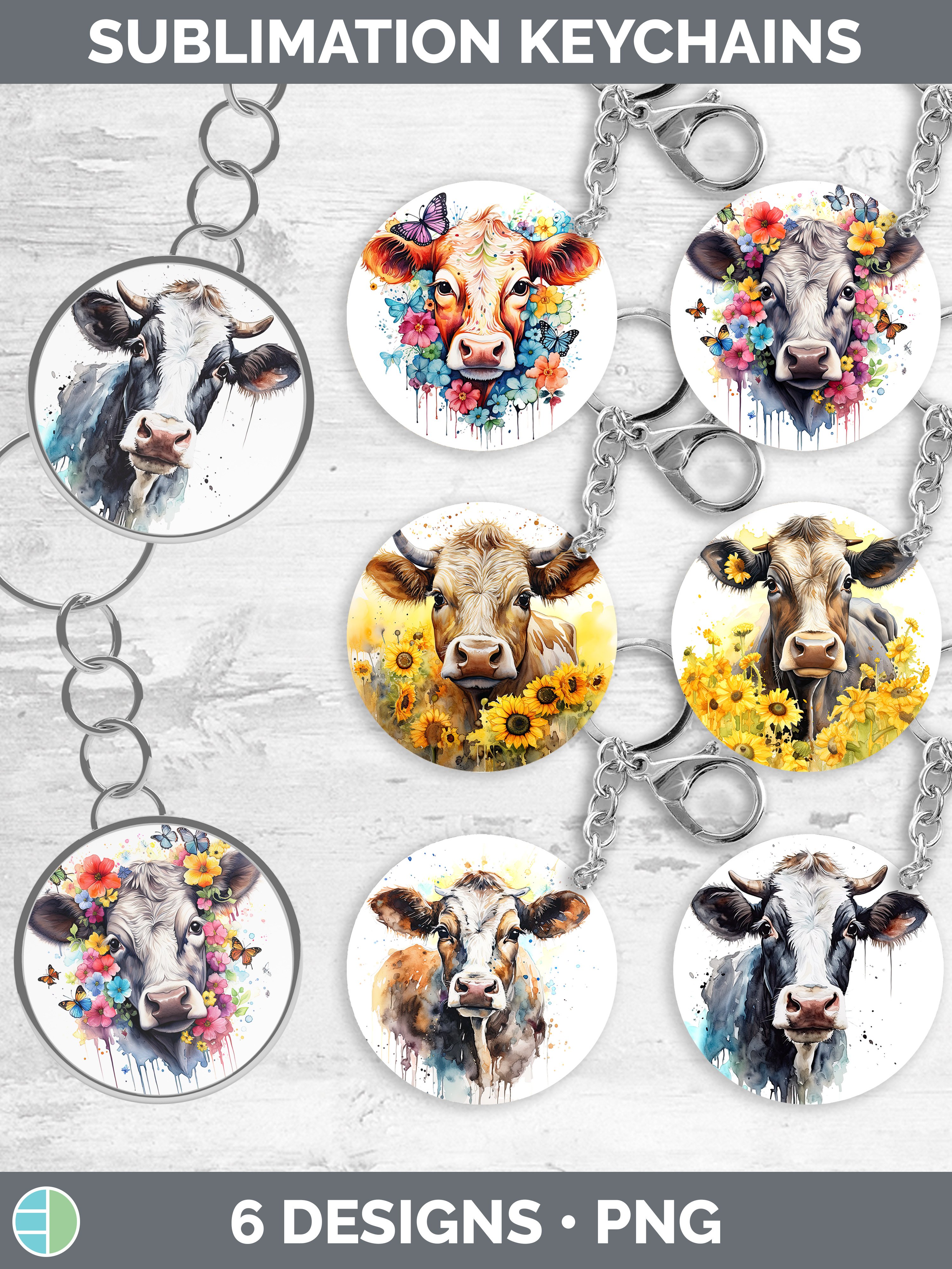 Pretty Cow Keychain | Bundle Keyring Designs