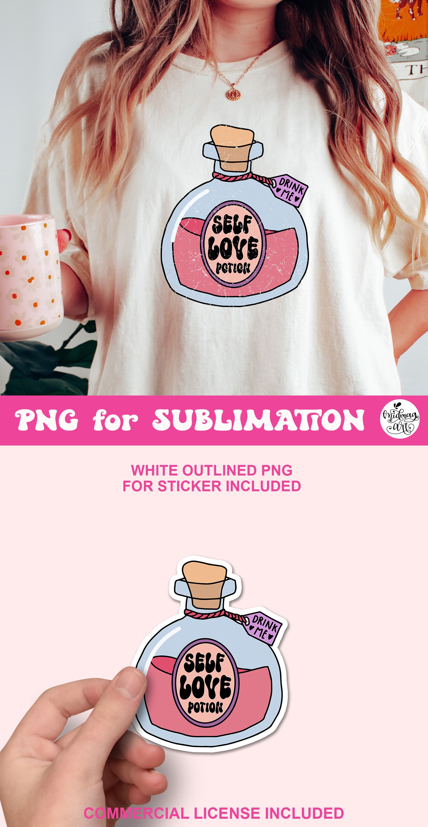 Self Love Potion PNG, Mental Health Sublimation