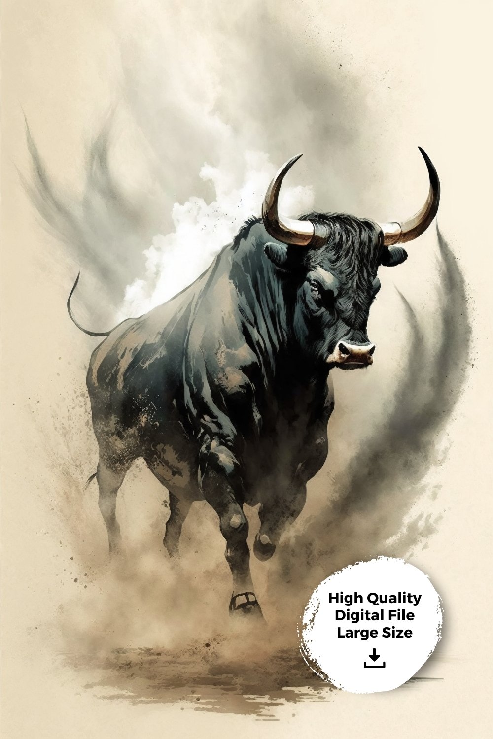 Japanese Painting Bull Wall Decor Asian Vintage (2540025)