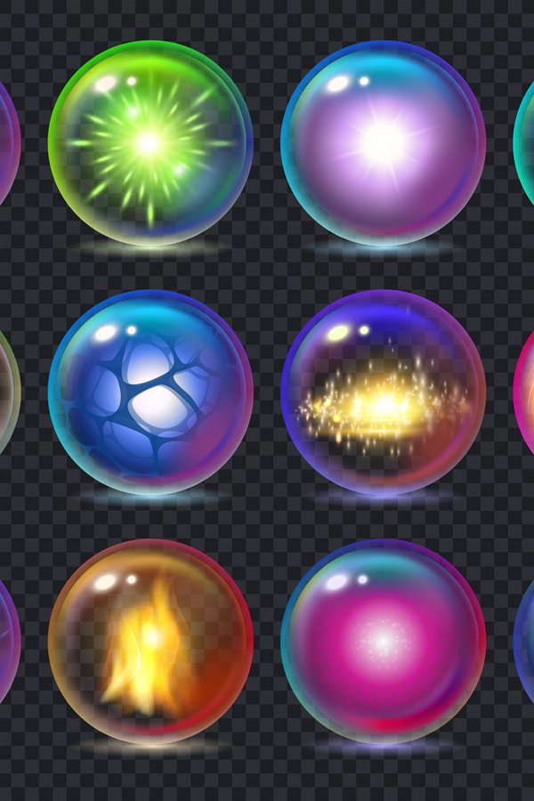 Magic balls. Magician nature effect in crystal transparent g
