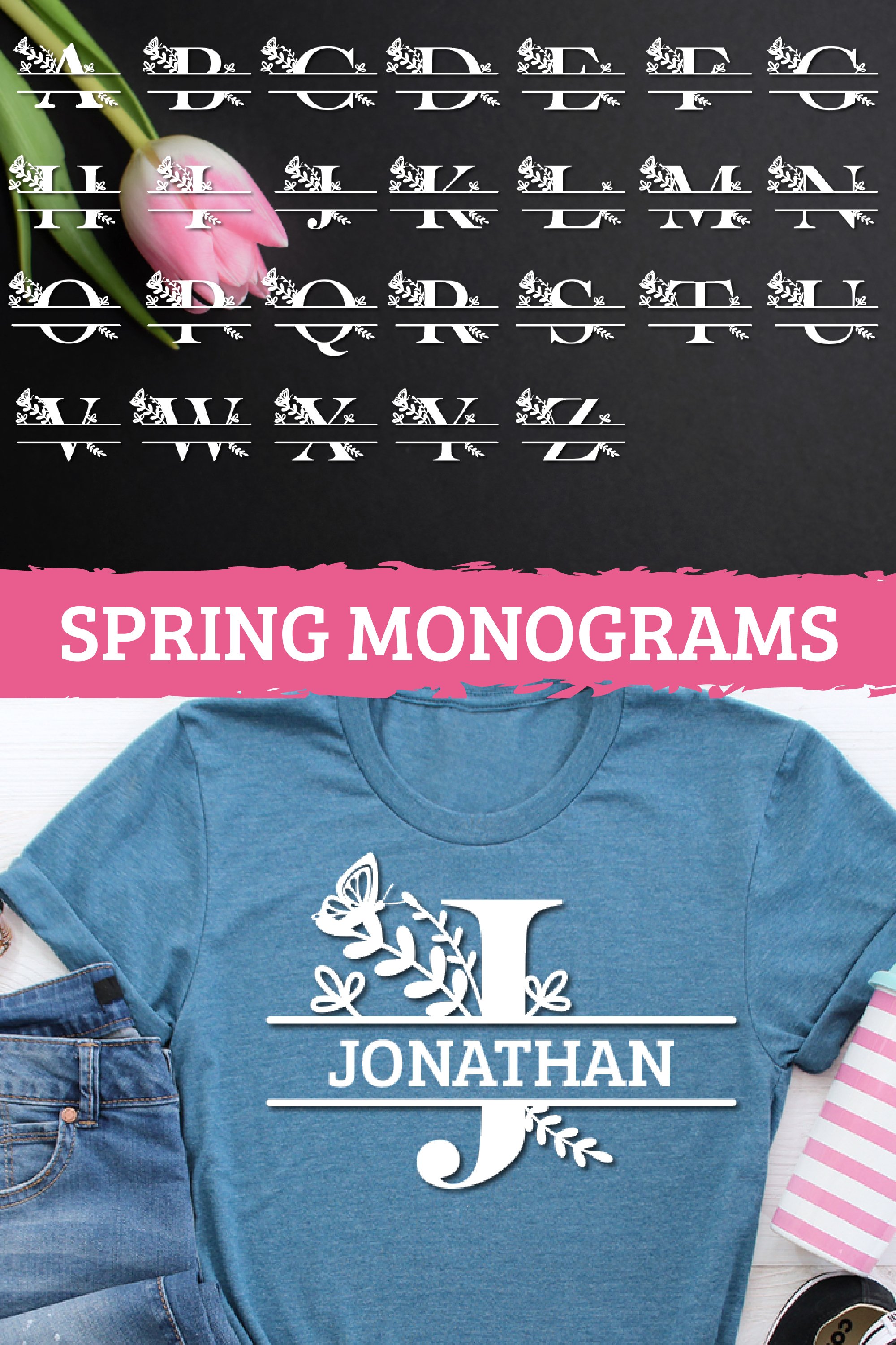 26 Spring Alphabet Letters, Florals bundle SVG (1291763)