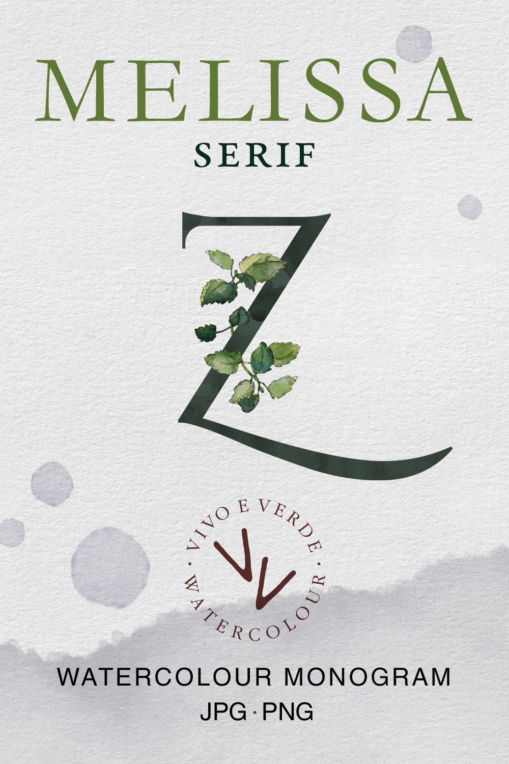 Sublimation monogram Letter Z | Watercolour serif alphabet