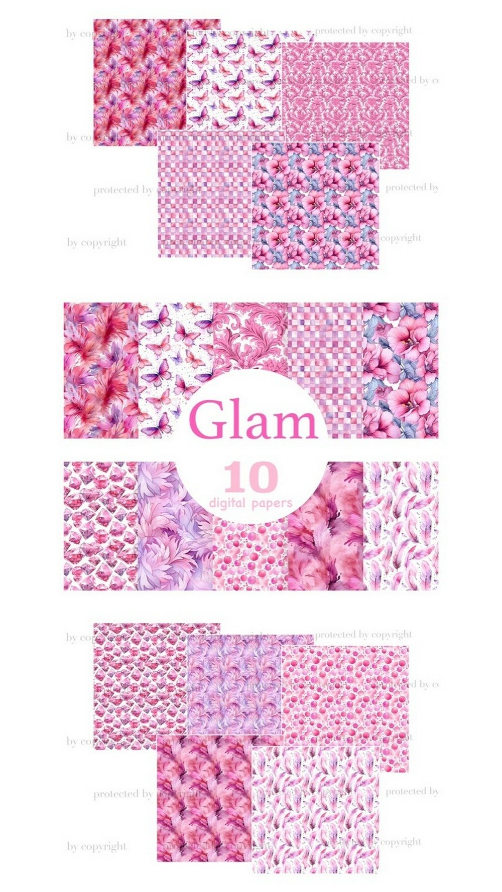 Glam Digital Papers Set | Fashion Seamless Pattern
