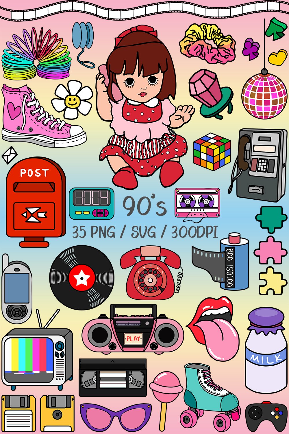 Back To The 90s Clip art | Drees PNG | Retro SVG | lips