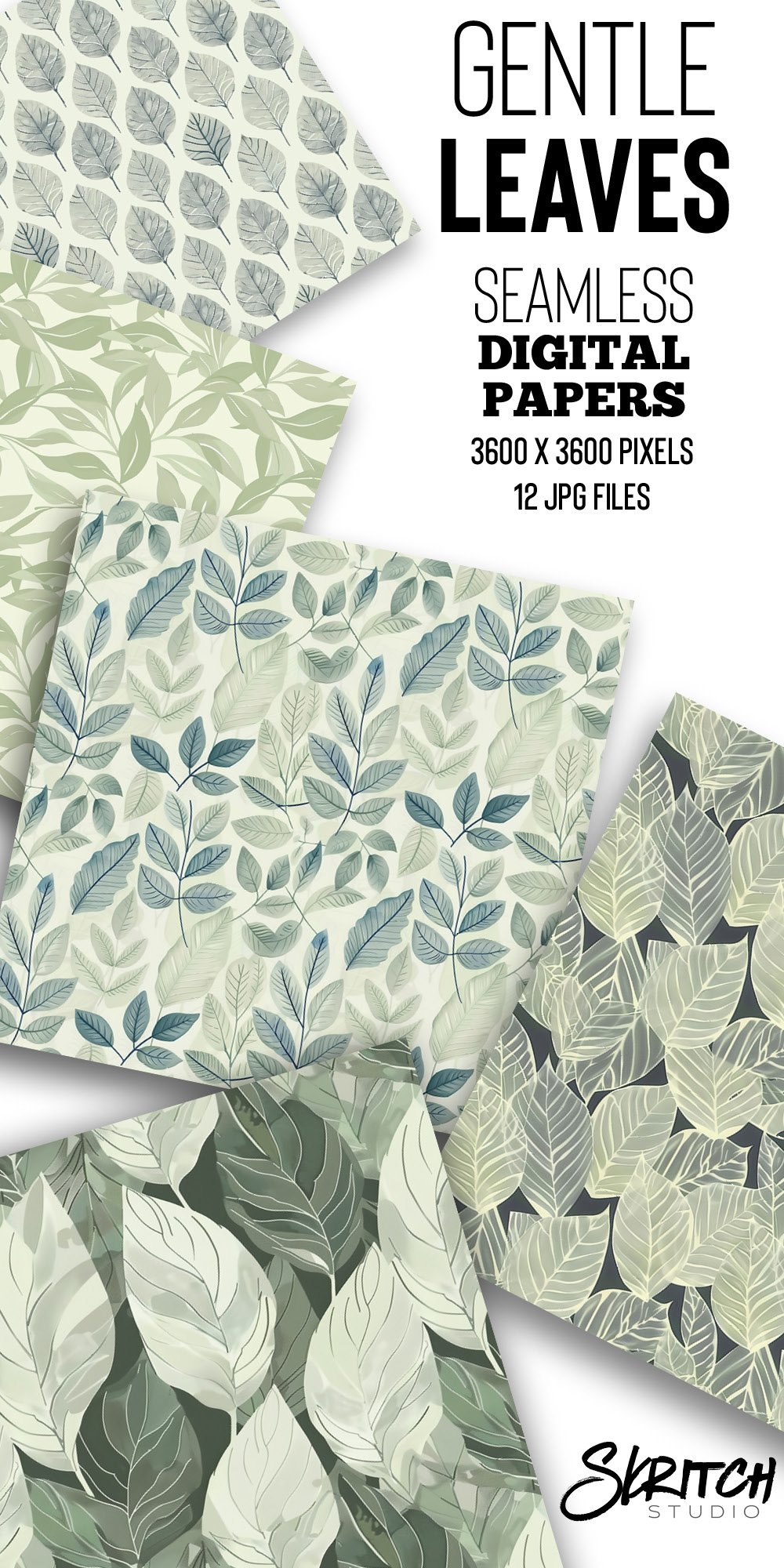 Gentle Leaves Seamless Digital Paper Bundle