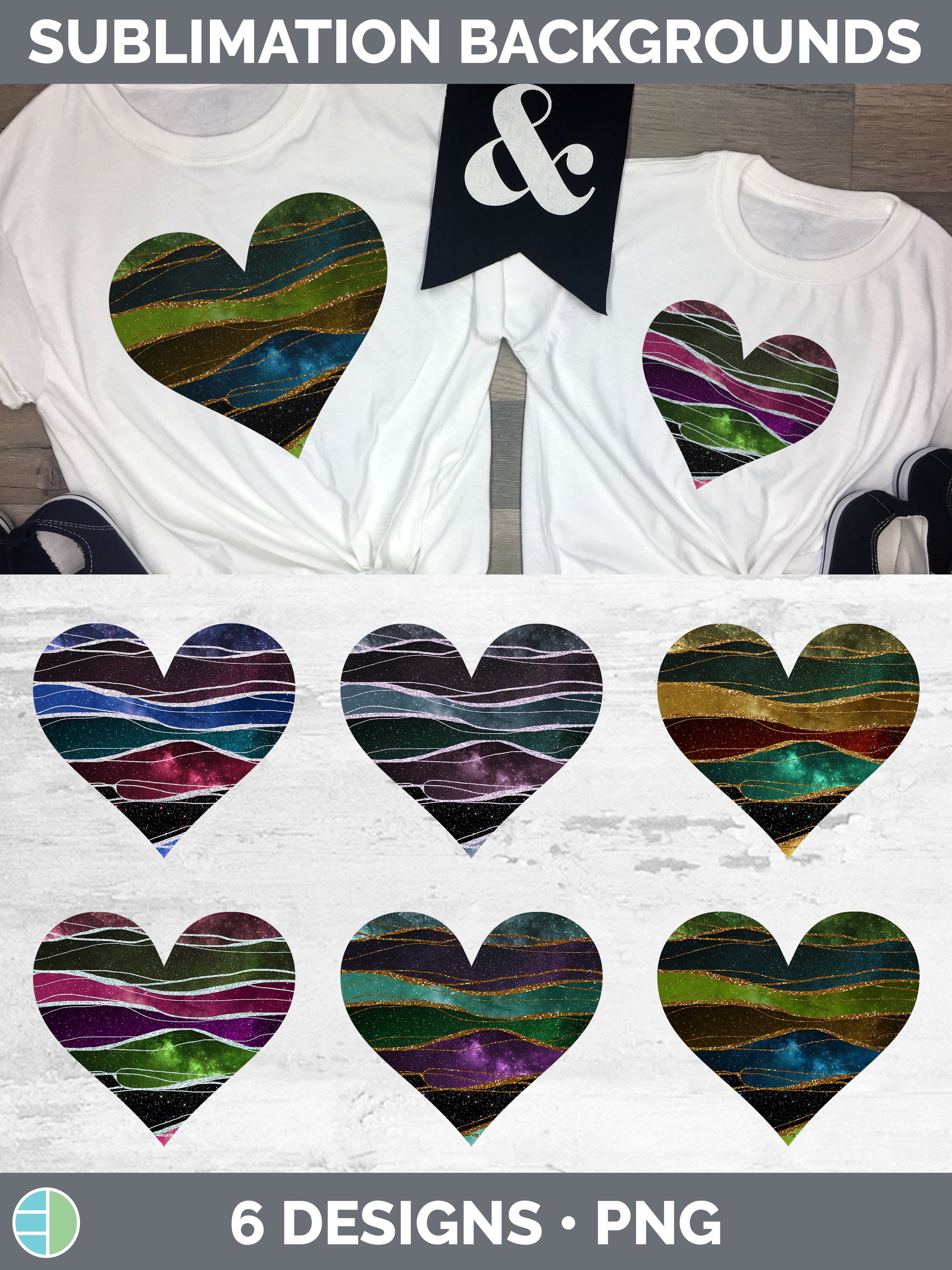 Heart Sublimation Background | Agate Bundle