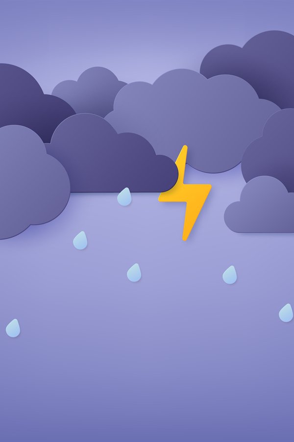 Paper cut rain. Rainy sky with cloud and thunderstorm. Origa