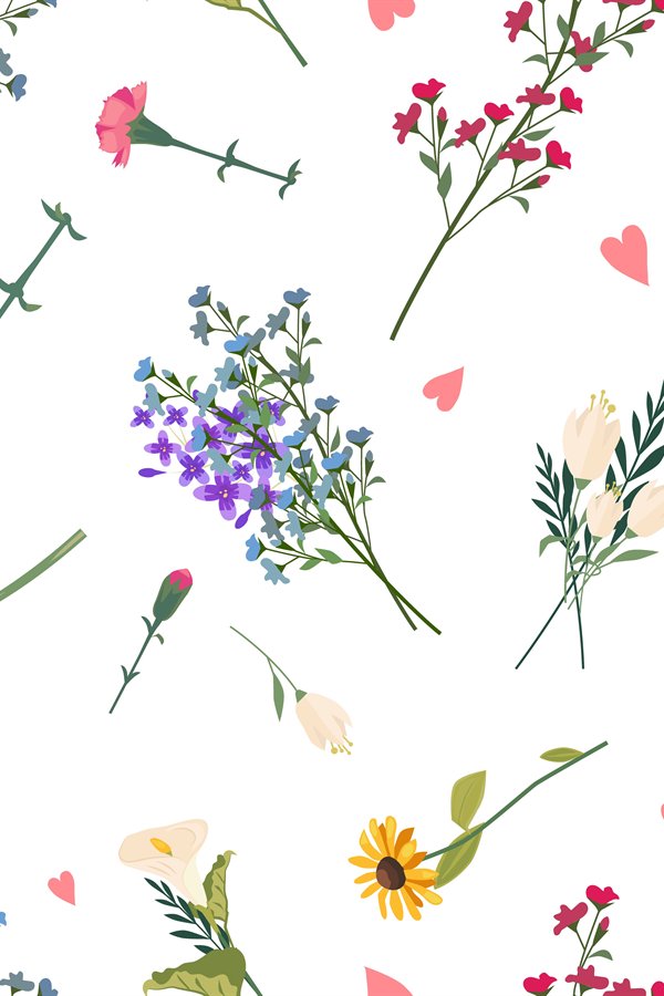 Wild flowers pattern. Spring summer print, love romantic flo