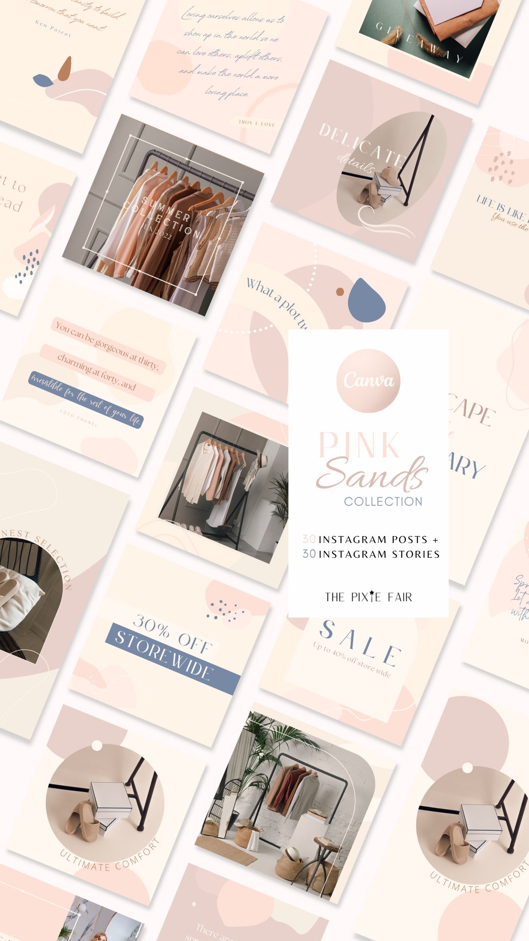 Pink Sands - Canva Instagram Post and Story Bundle Template