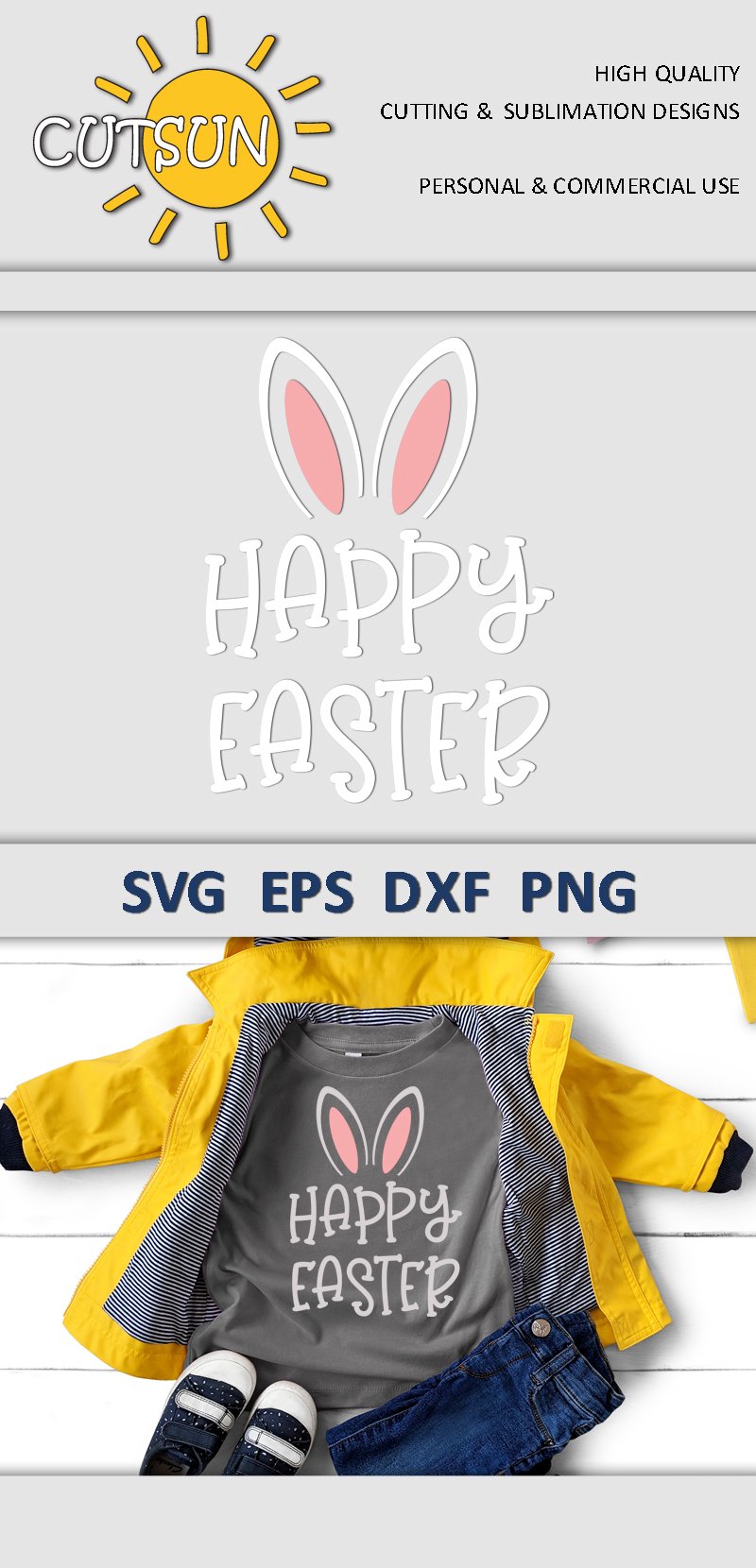 Easter SVG | Bunny Ears SVG cut file | Happy Easter svg