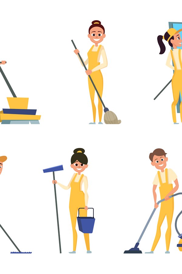 Funny characters of cleaning or technician service
