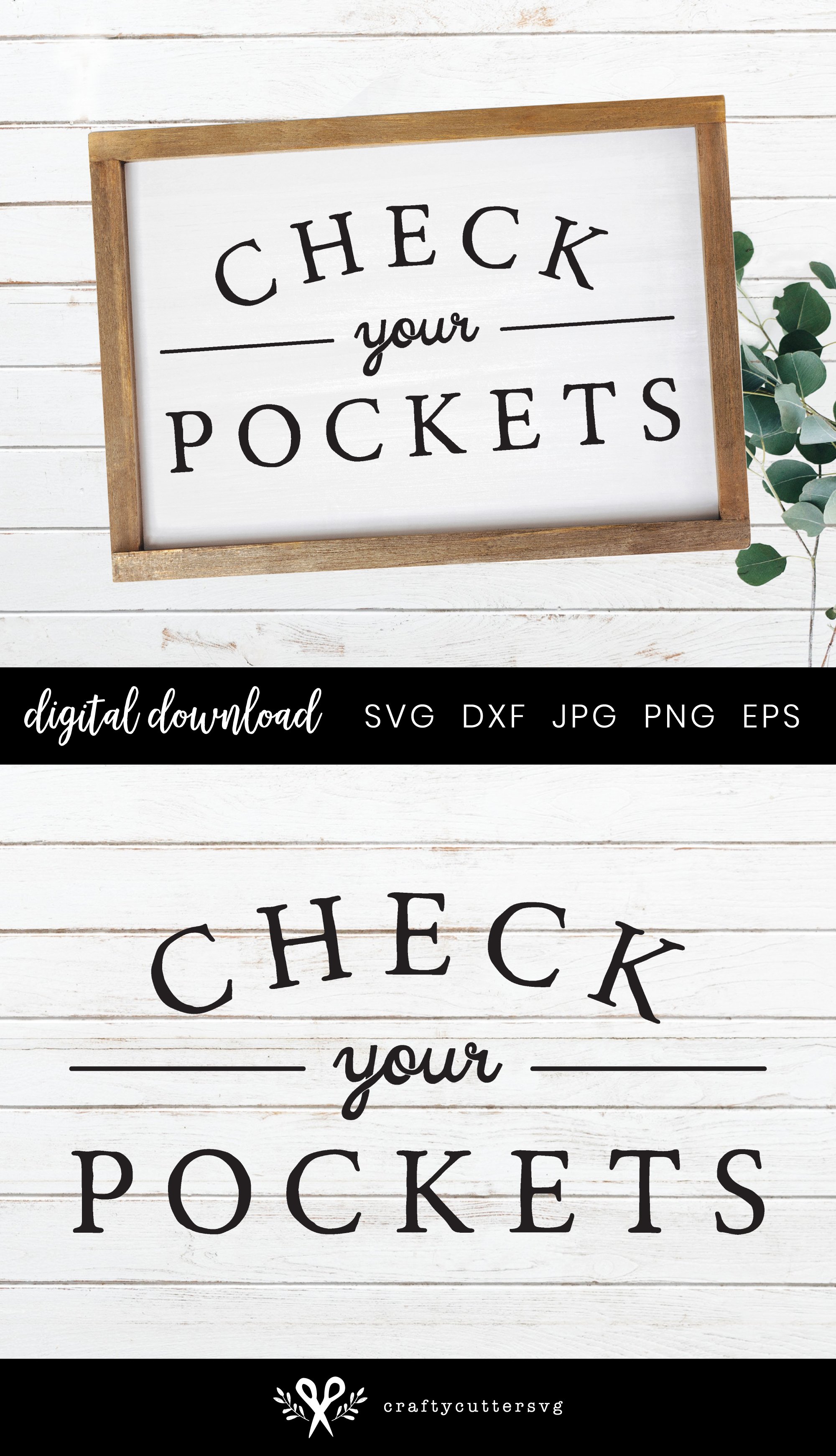 Check your Pockets Farmhouse Laundry Room Sign SVG