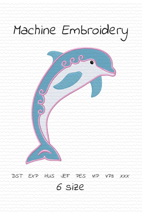 Sea Blue Dolphin Patch - Embroidery Design