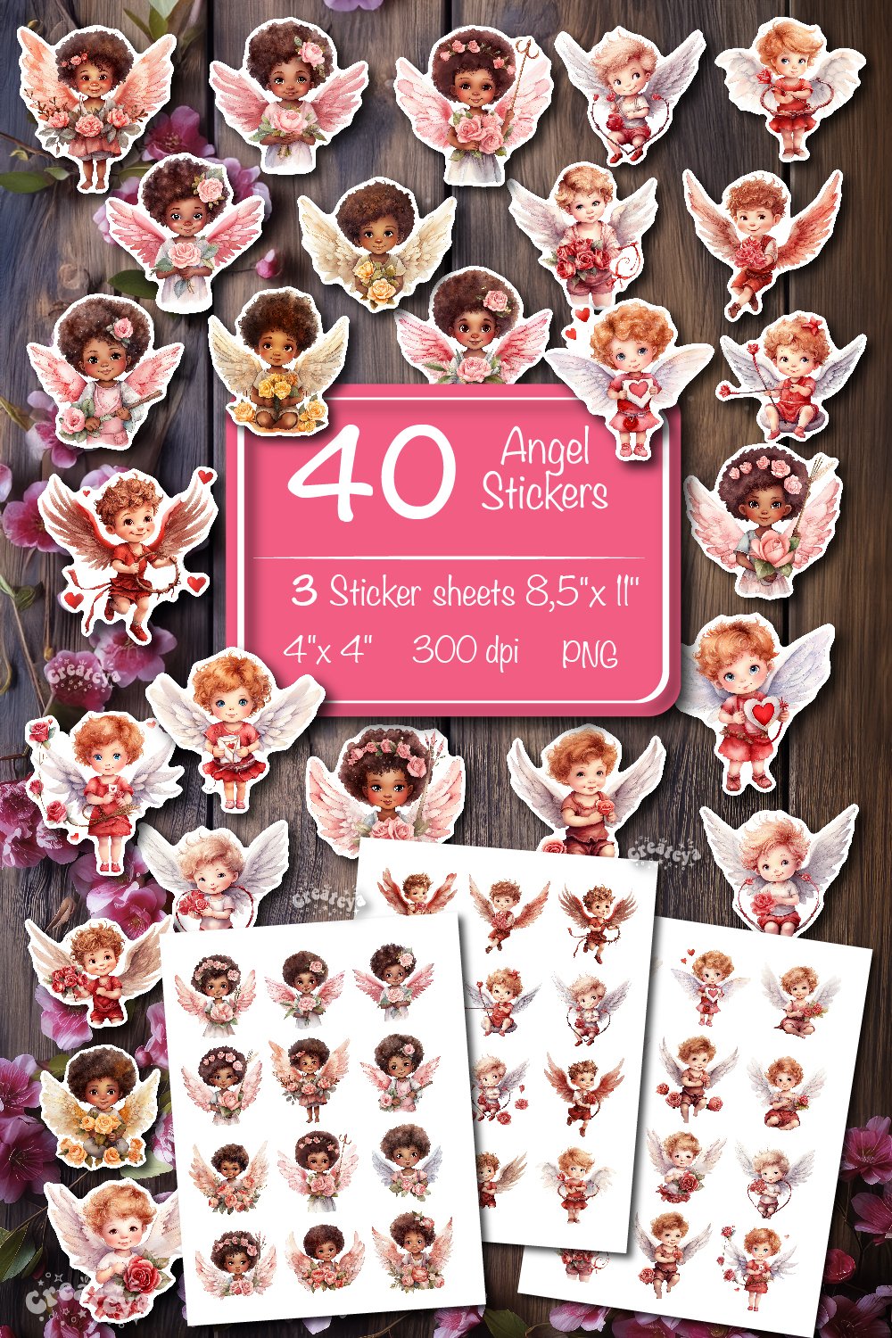 Valentine Stickers png Cute Printable Stickers Cupid Angel