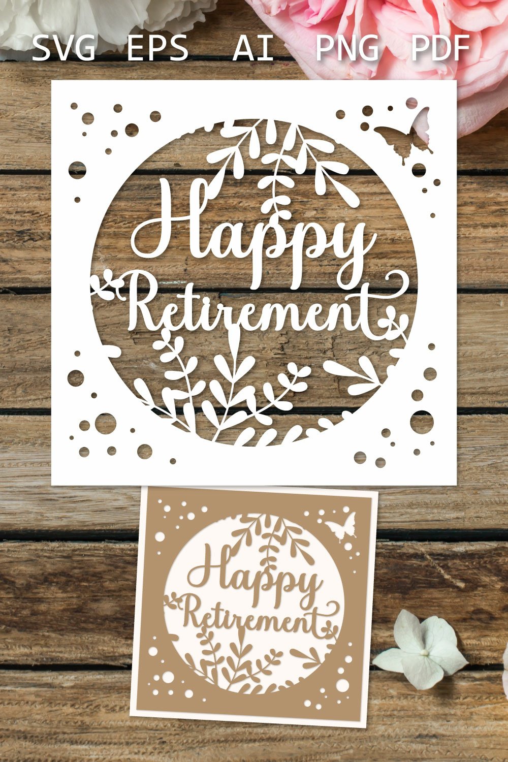Happy Retirement Card Paper Cutting Template Retirement Svg