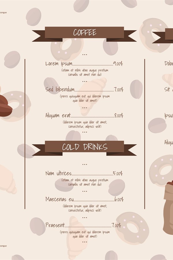 Vector cartoon coffee house menu template (872053)