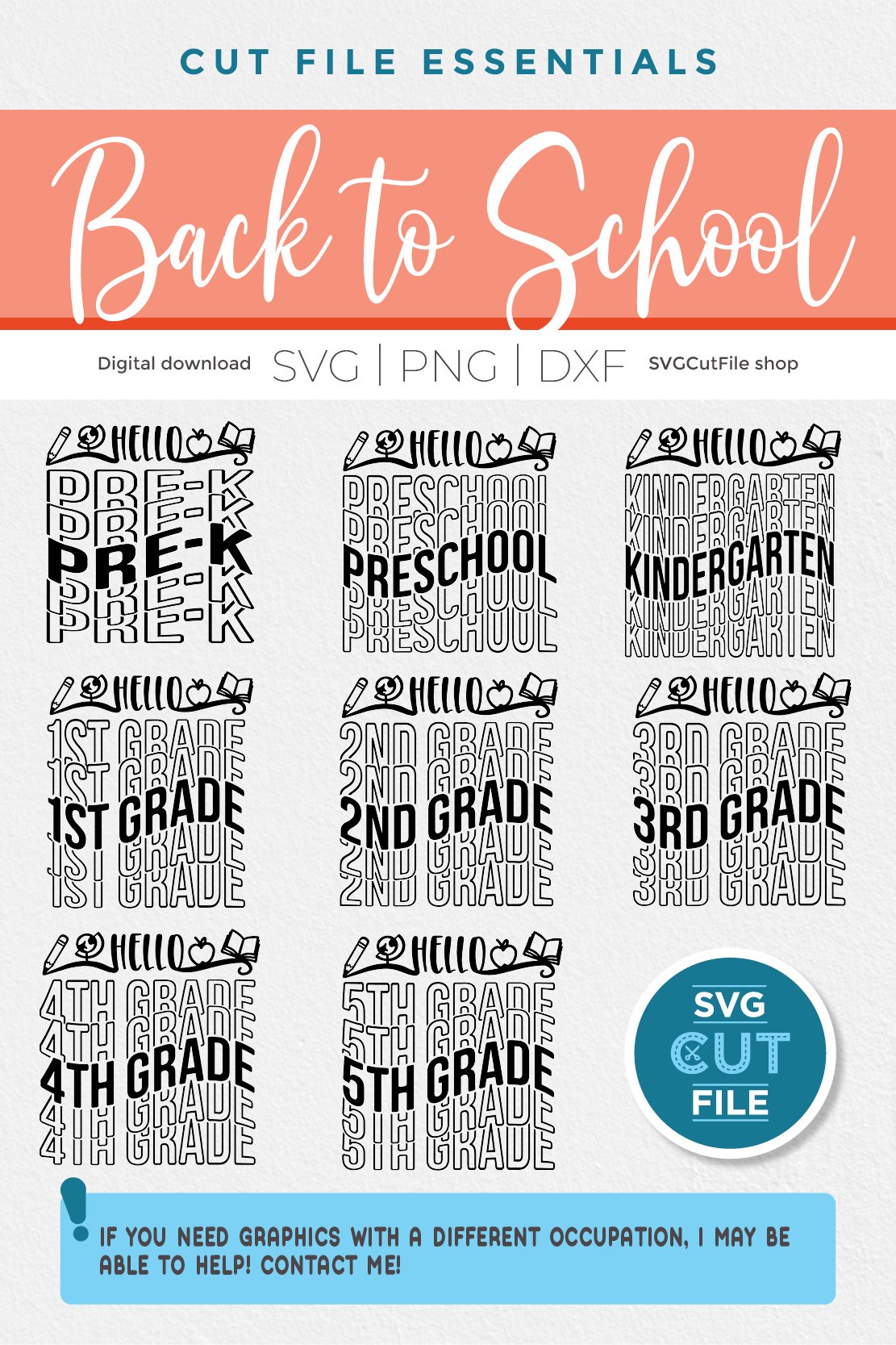 Back to school svg bundle with prek, preschool, kindergarten