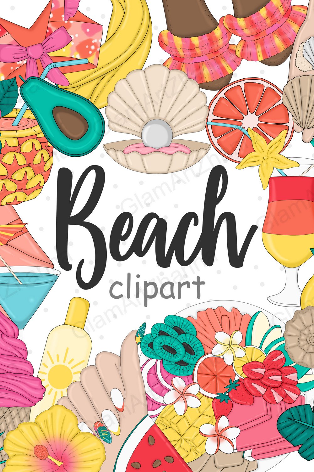 Beach Bright CLIPART Cruise Tropical Vacation Set - PNG (1846413 ...