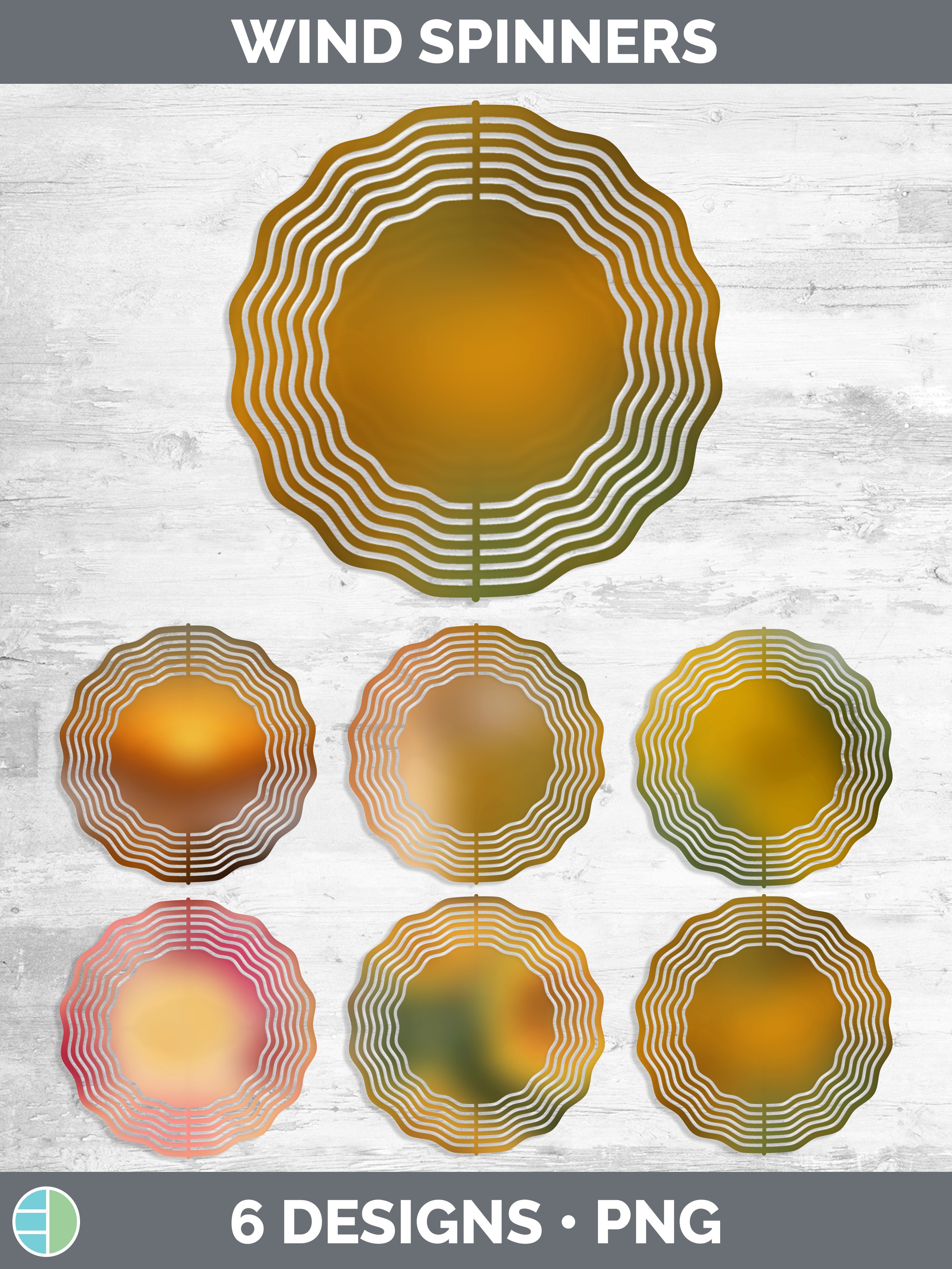 Amber Ombre Wind Spinner | Sublimation Designs Bundle