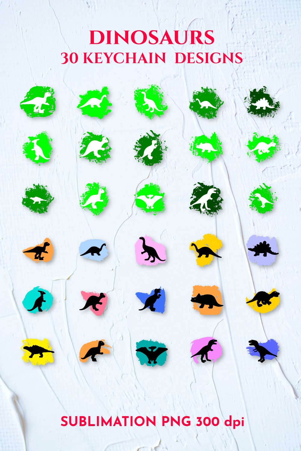 Keychain bundle. Keychain sublimation. Dinosaur