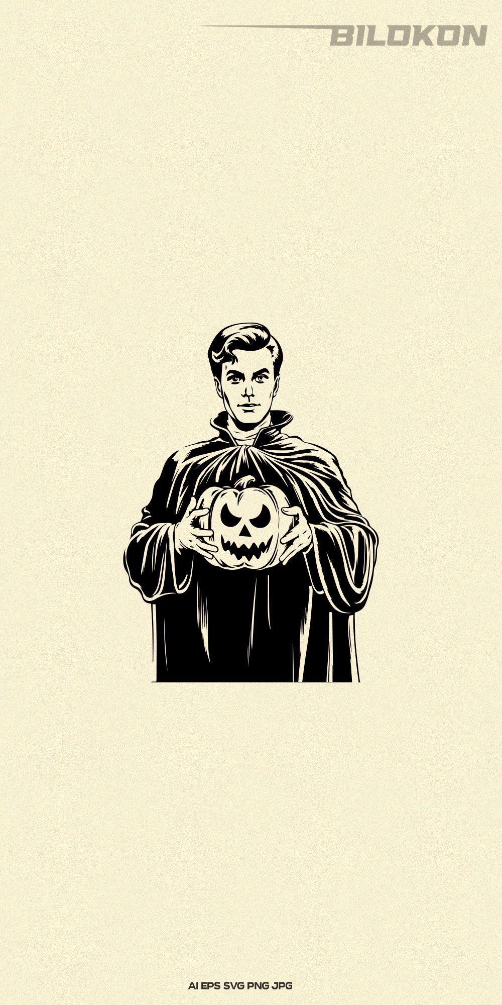 Ghost man hold pumpkin , Halloween SVG, Vector File