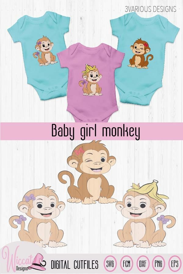 Girl monkey svg, plotter file design