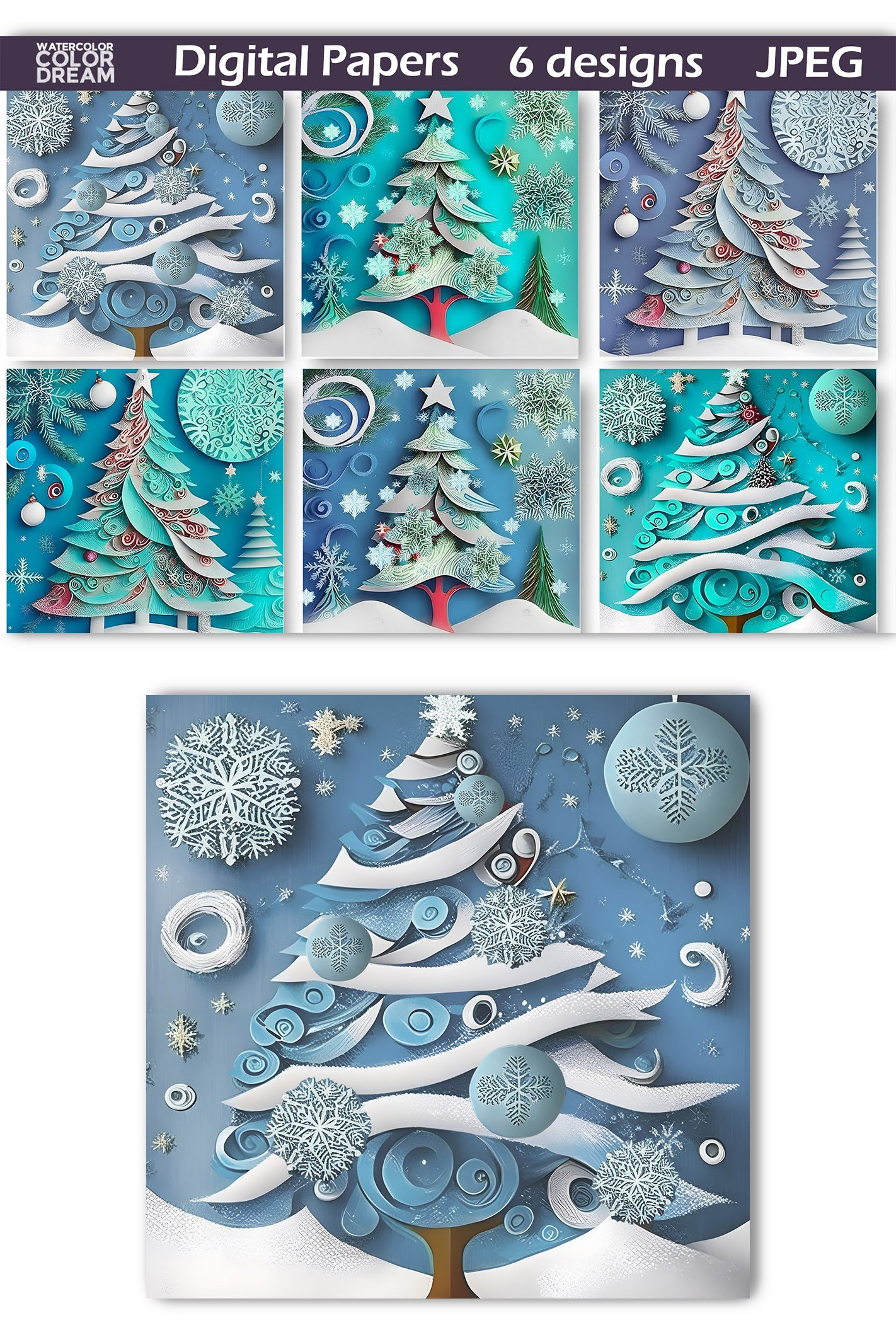 3D Christmas Tree Digital Paper | Christmas Tree Background