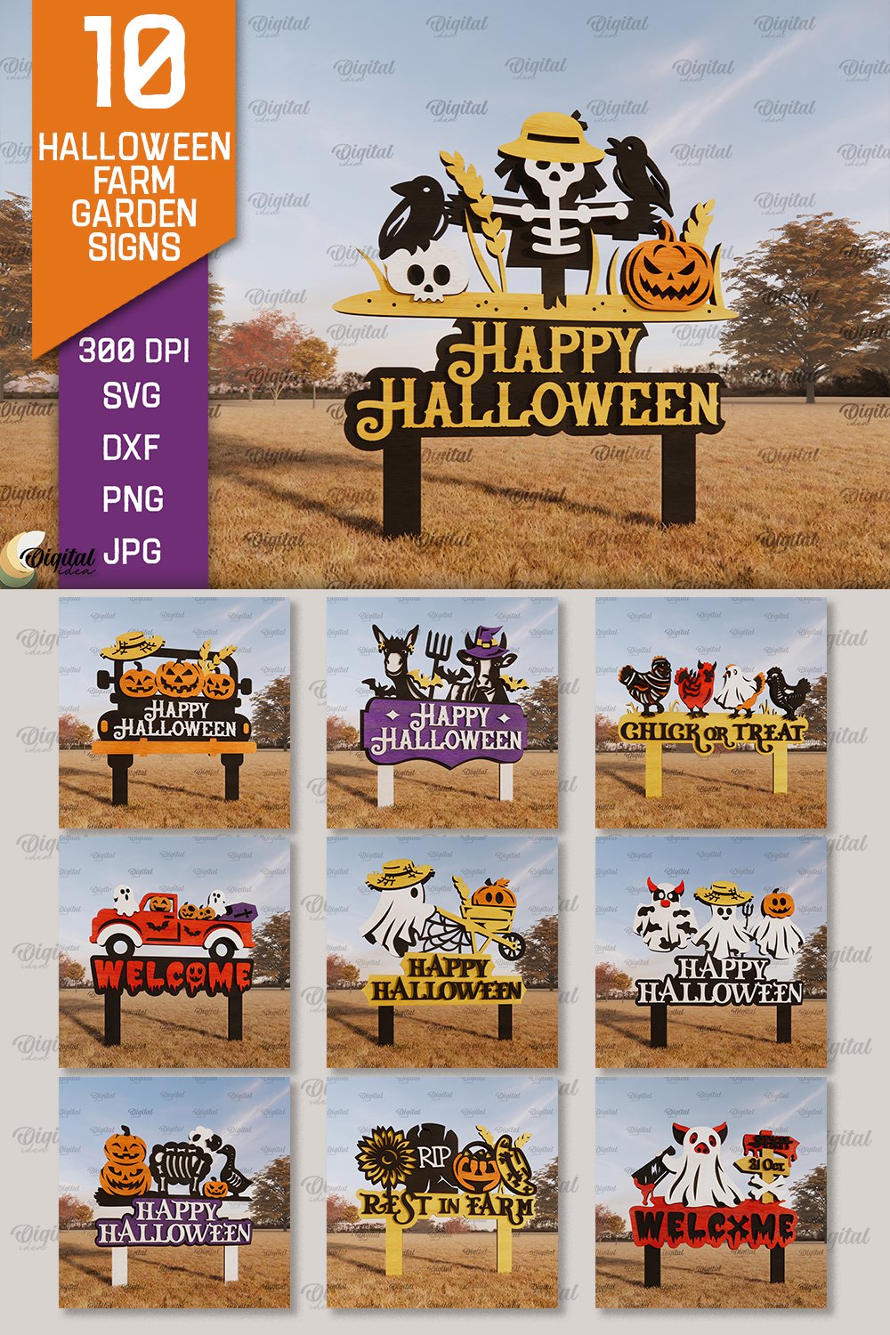 Halloween Farm Garden Signs Laser Cut Bundle. Farmhouse SVG