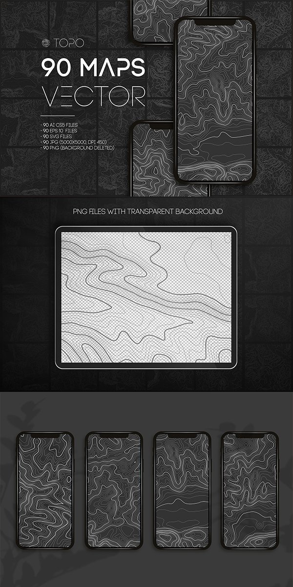 90 Topographic Maps Vector