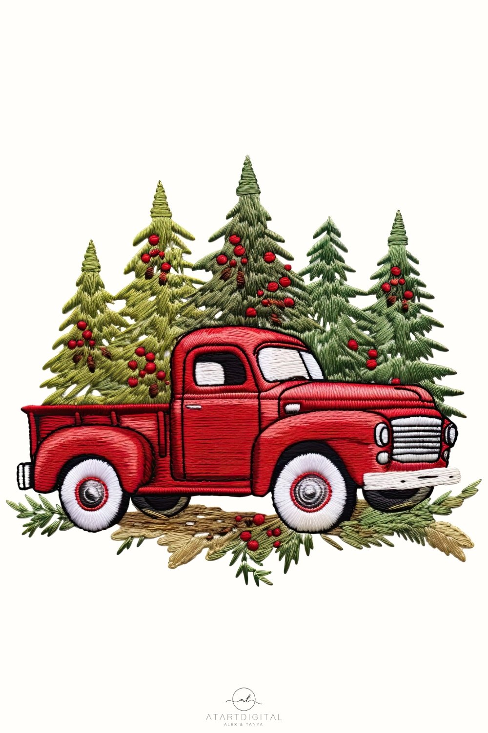 Red Christmas Truck for Holiday Designs