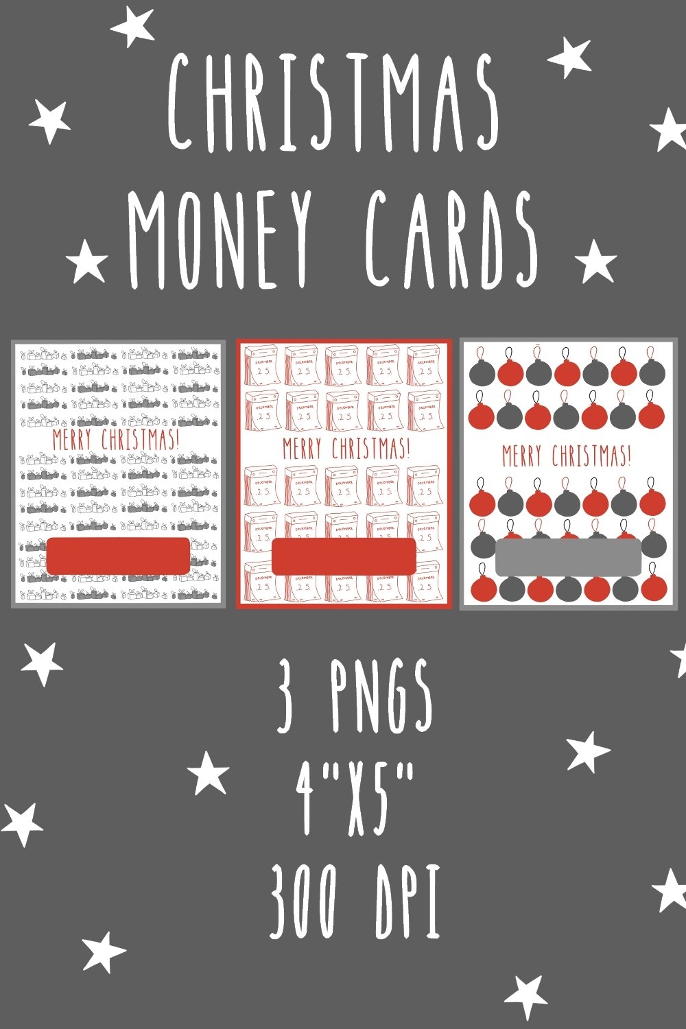 Christmas Printable Money Cards - 3 pngs