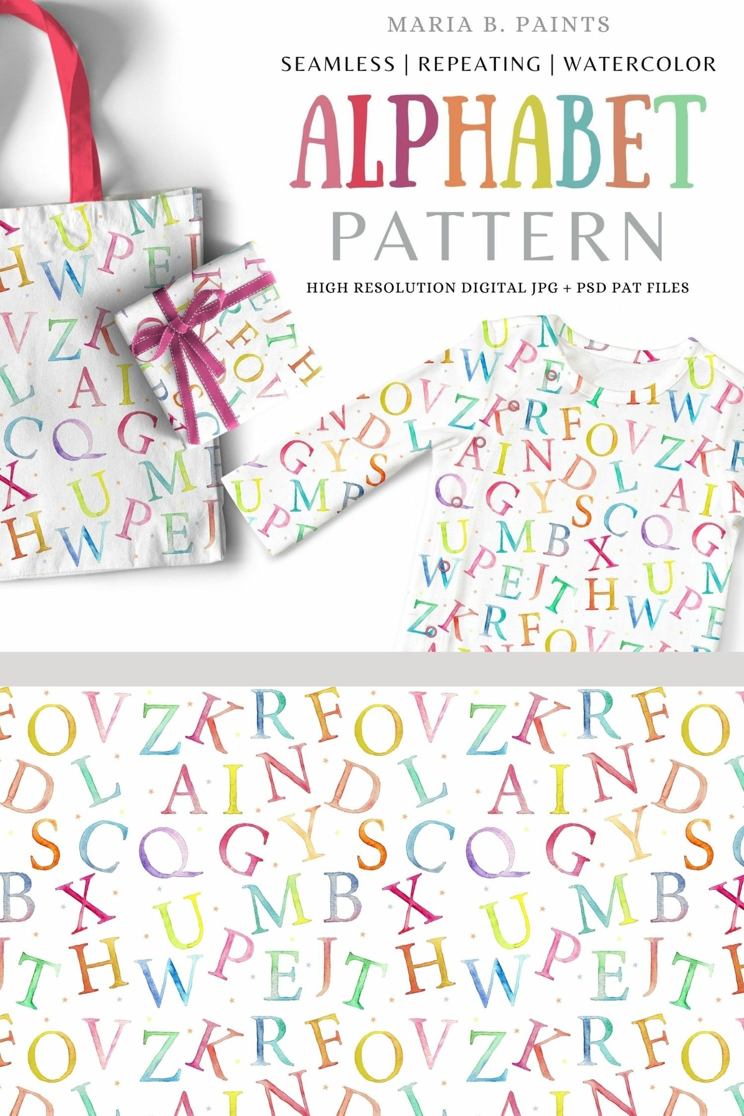 ABC Pattern Seamless Repeating Pattern Alphabet Baby JPG PAT