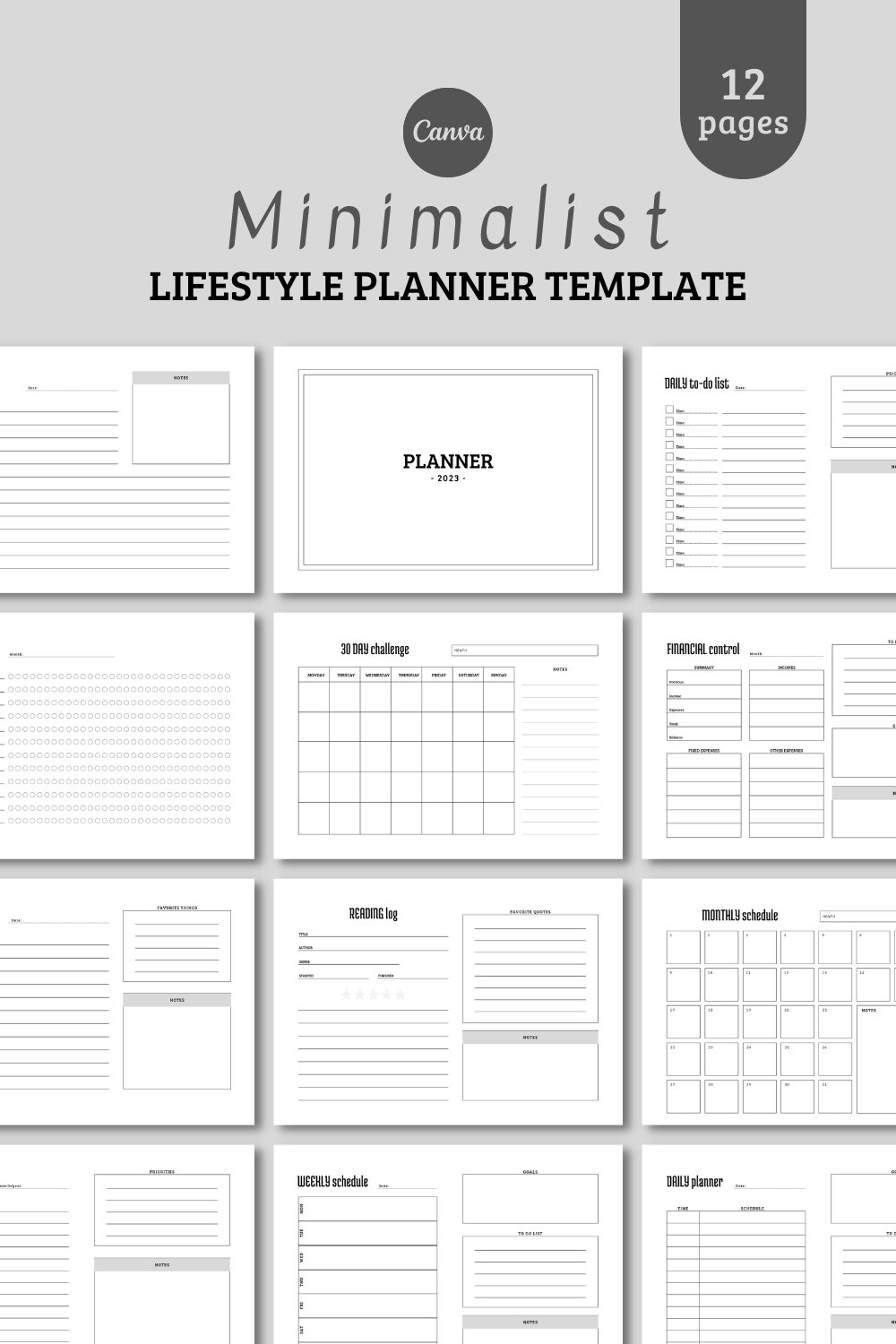 Minimalist PLANNER 2023 CANVA TEMPLATE
