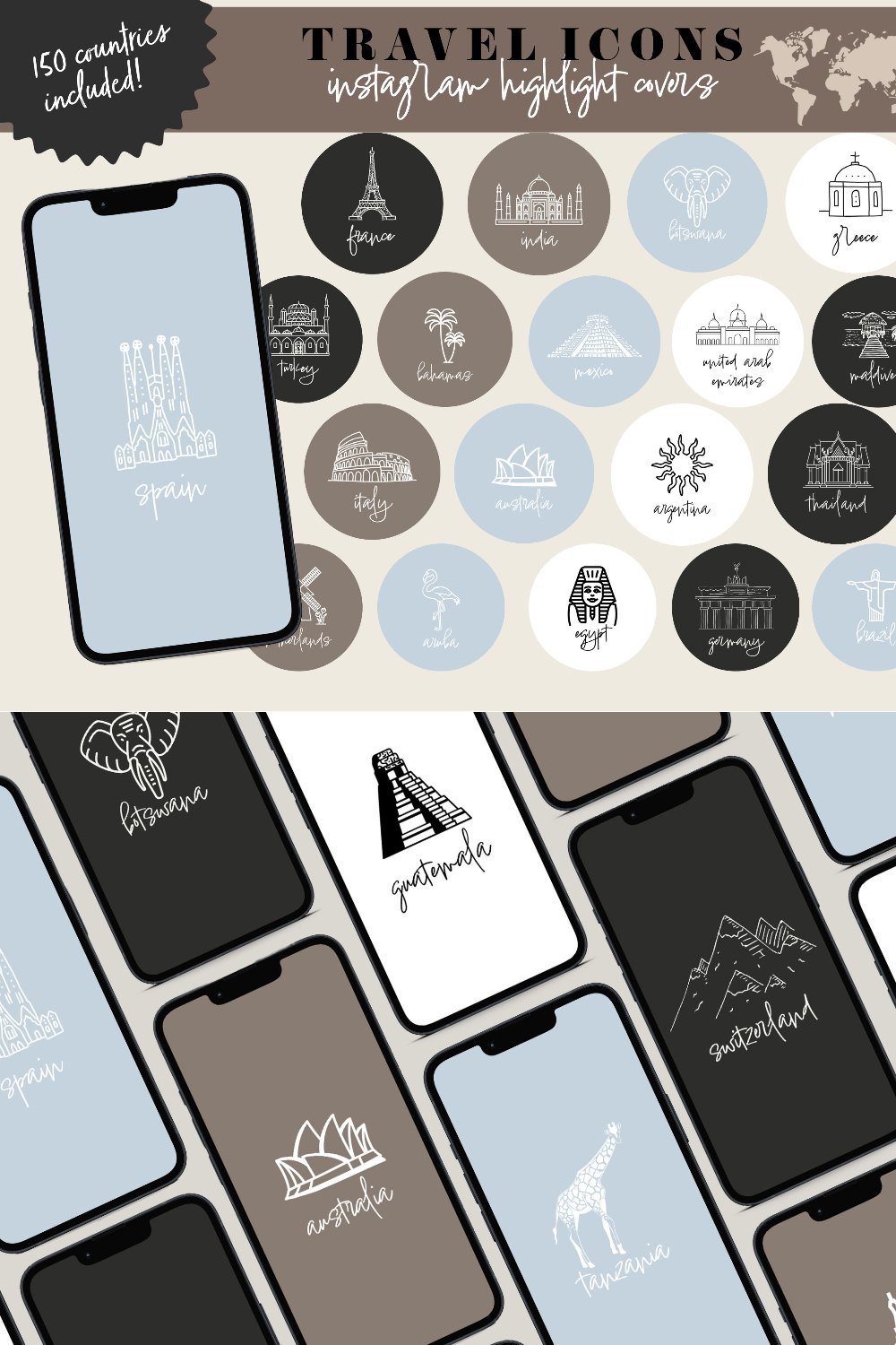 travel instagram highlight logos