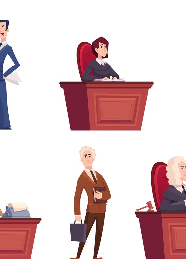 Judges characters. Lawyers team justice professional workers